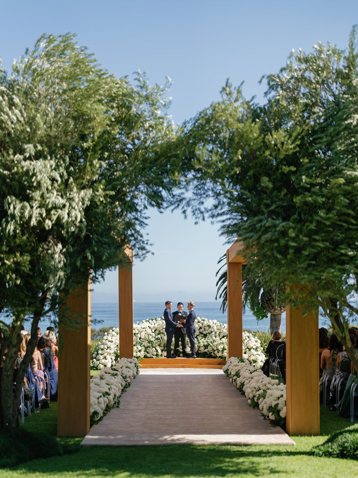 Matthew & Graeme's Bacara Wedding with White Florals & Navy Details ...